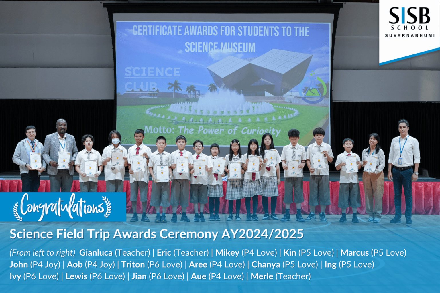 SISB Suvarnabhumi: Science Field Trip Awards Ceremony AY2024/2025 ...