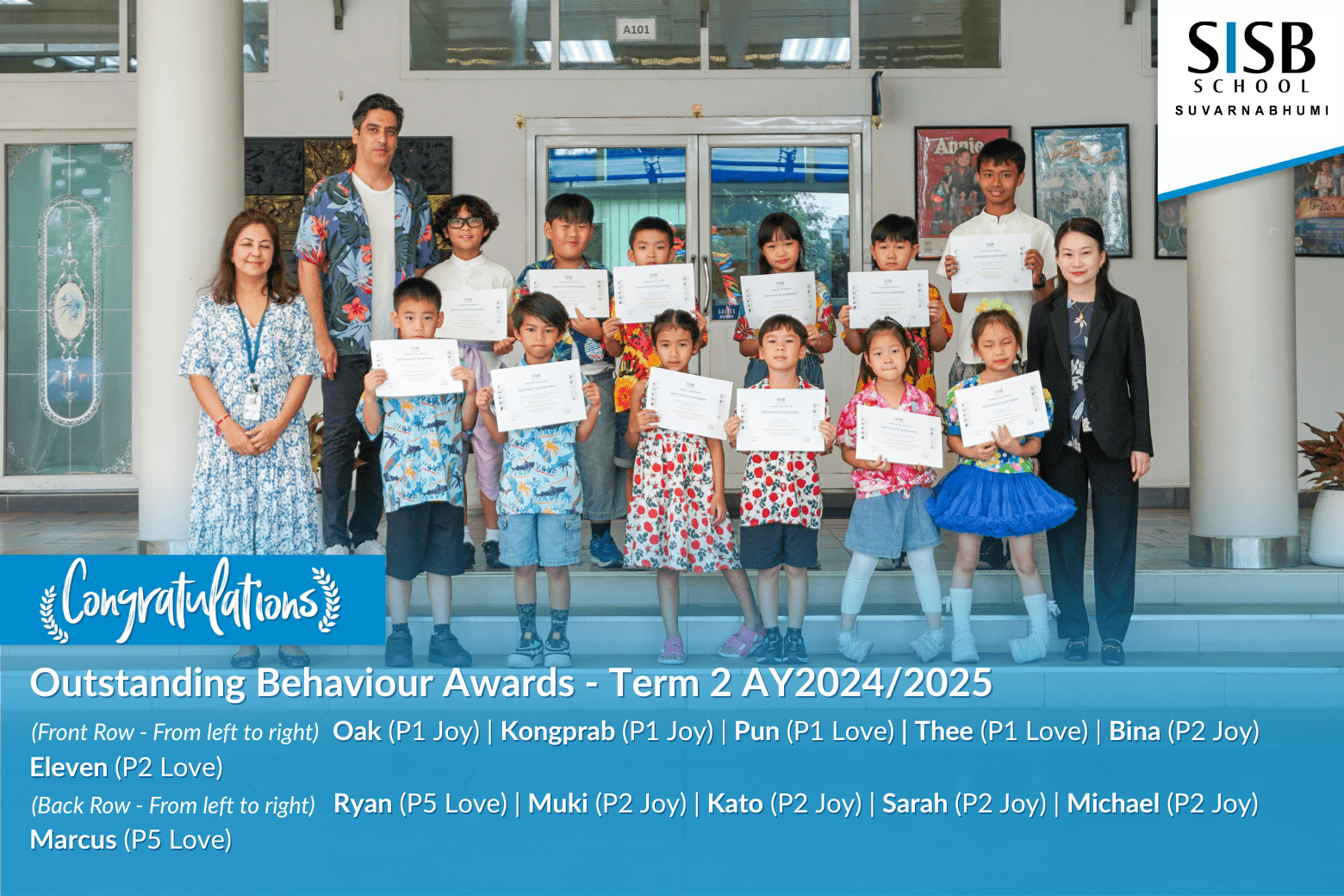 SISB Suvarnabhumi: Outstanding Behaviour Awards - Term 2 AY2024/2025 | SISB Schools